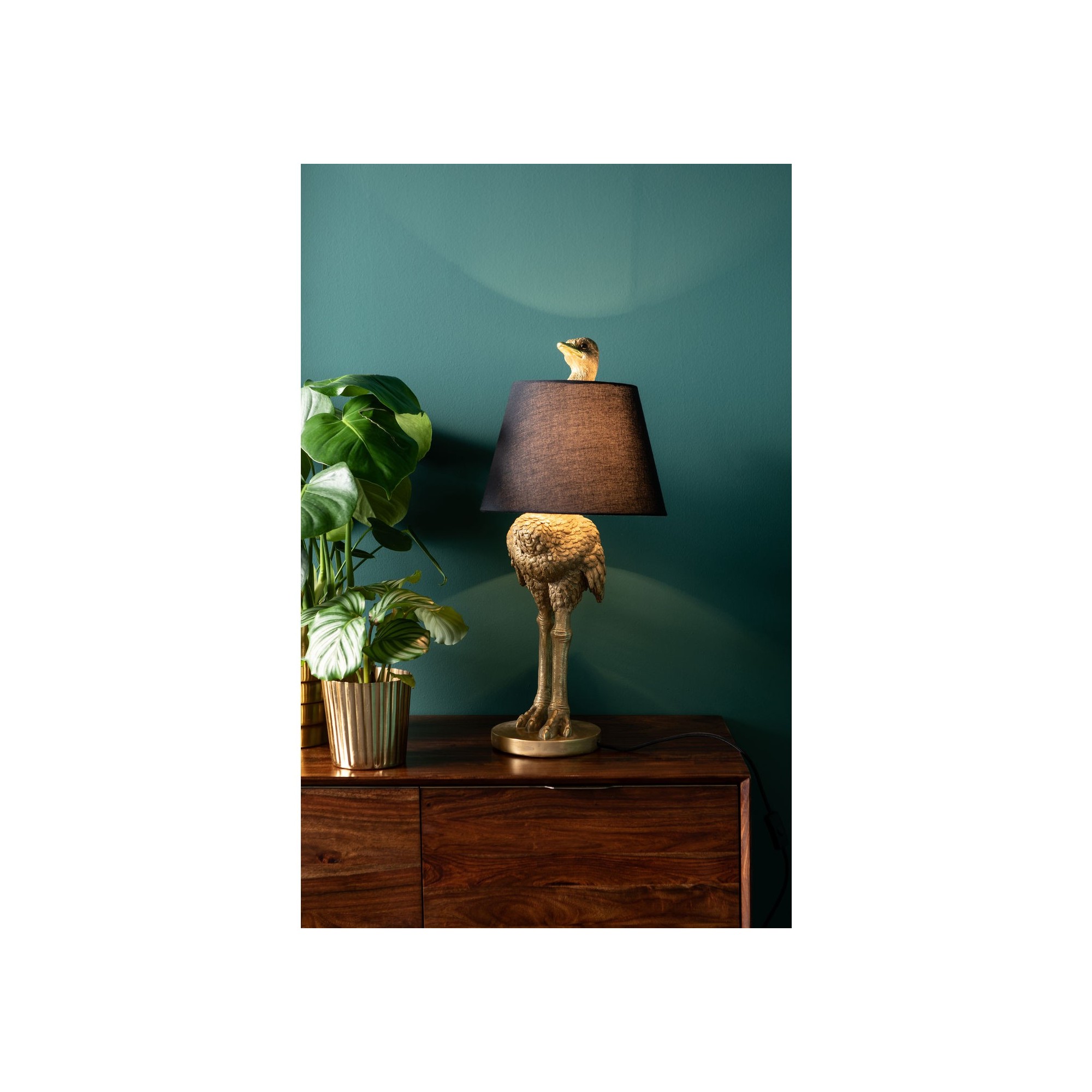 Lampe autruche dorée – Dépôt Style – Meubles design à Bruxelles