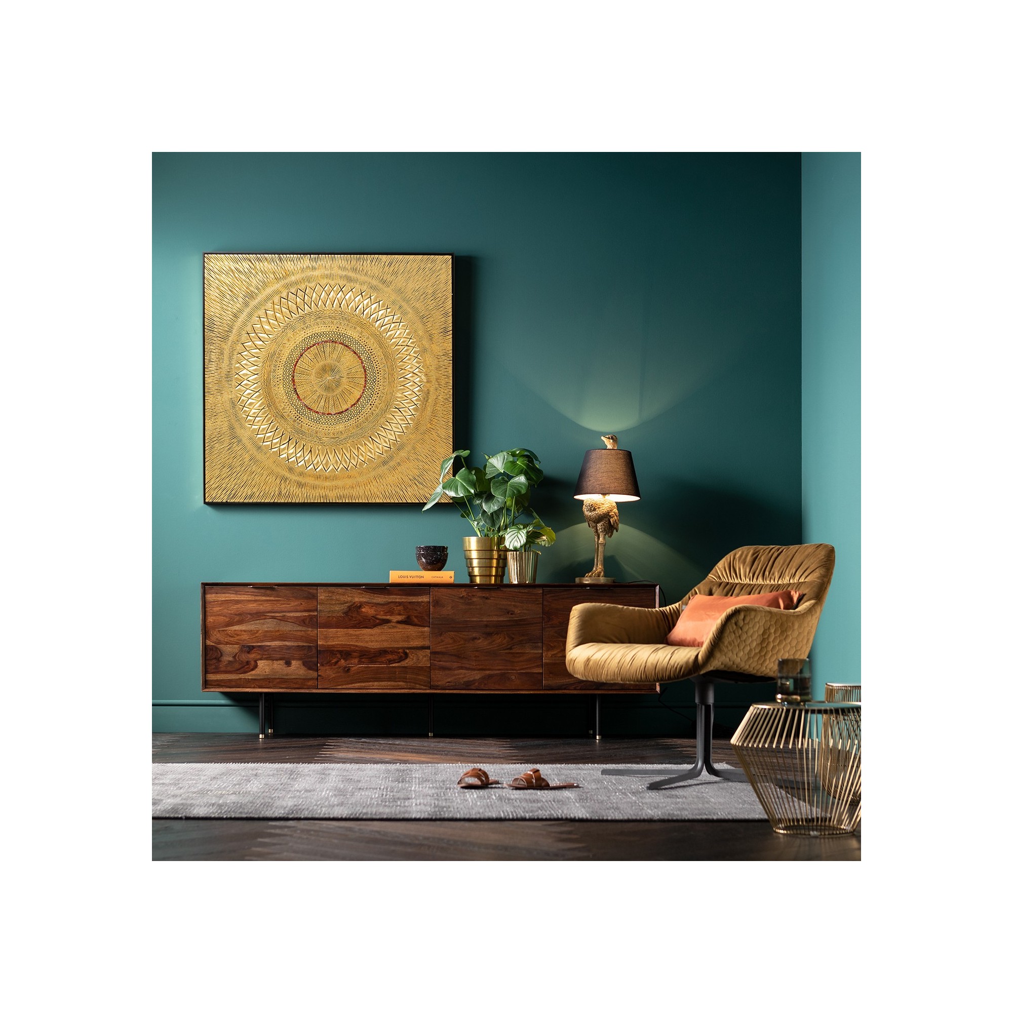 Lampe autruche dorée – Dépôt Style – Meubles design à Bruxelles