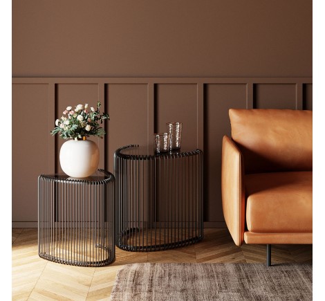 Tables d’appoint triangle Wire noires set de 2 – Dépôt Style – Meubles design à Bruxelles