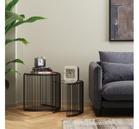 Tables d’appoint triangle Wire noires set de 2 – Dépôt Style – Meubles design à Bruxelles