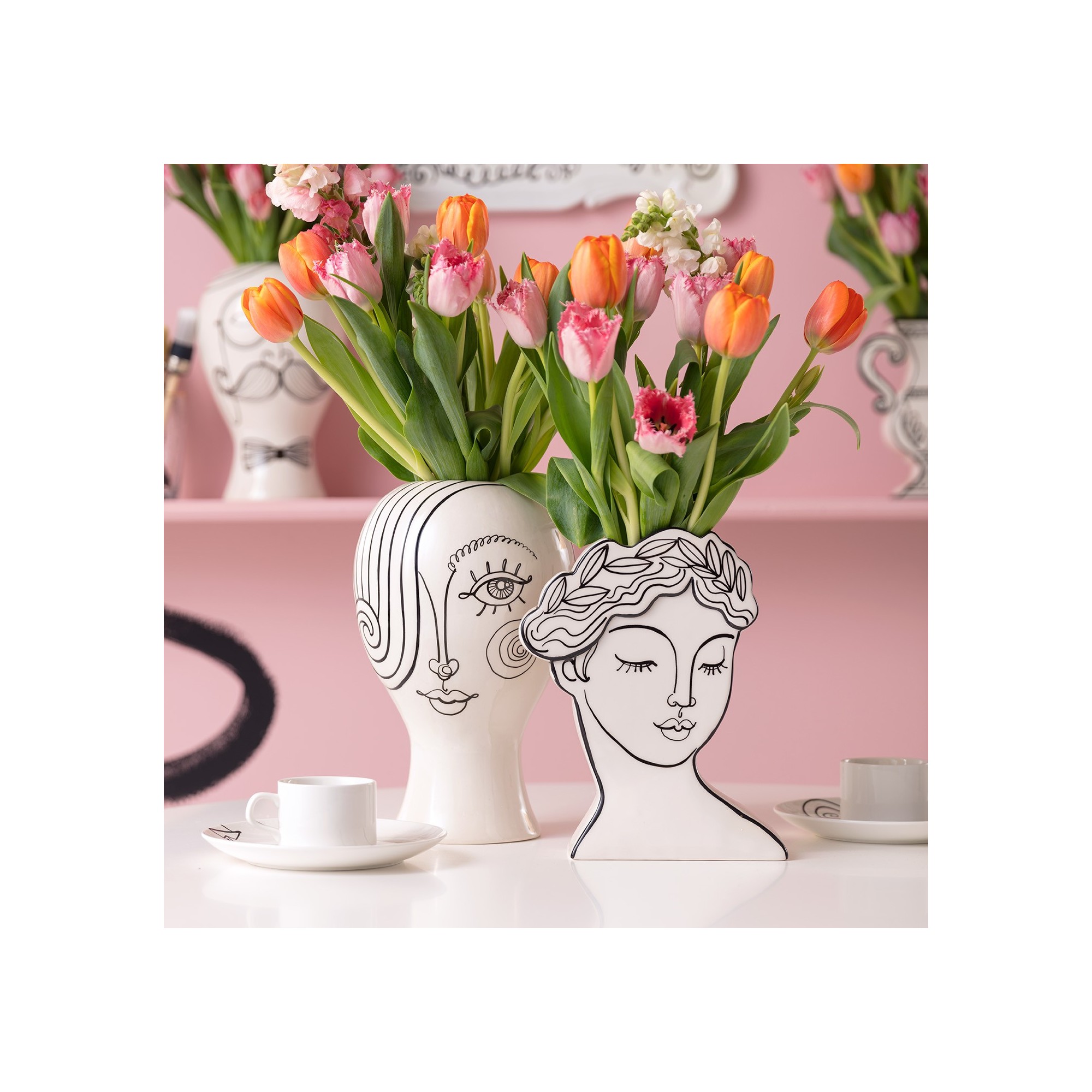 Vase Favola femme buste blanc et noir – Dépôt Style – Meubles design à ...